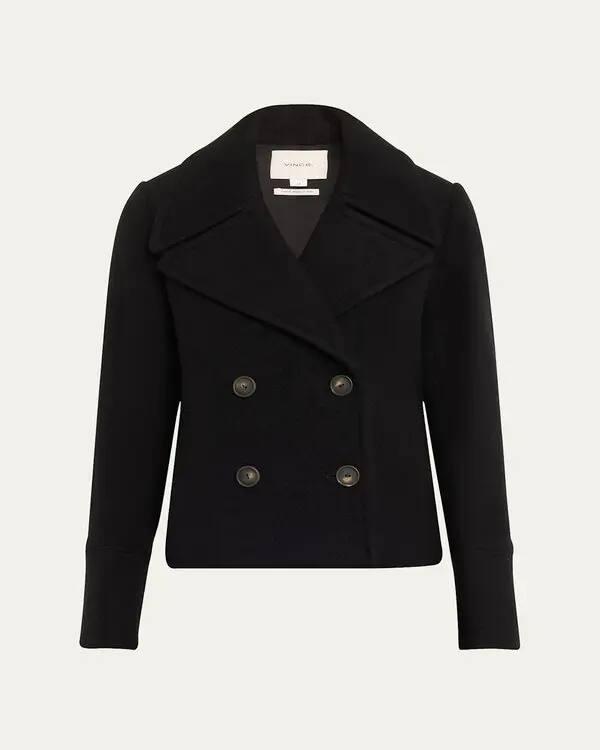Vince Cropped Boiled Wool Pea Coat
