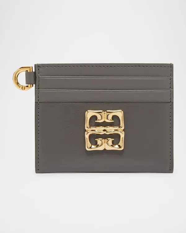 Givenchy 4g Liquid Card Holder In Leather - Charcoal