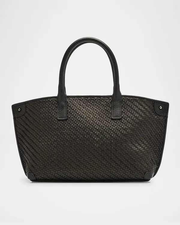 Akris Ai Little Check Braided Leather Top-handle Bag
