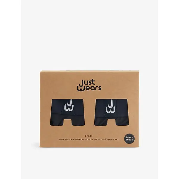JUSTWEARS Pack Of Two Moisture-wicking Stretch-jersey Boxers - Black
