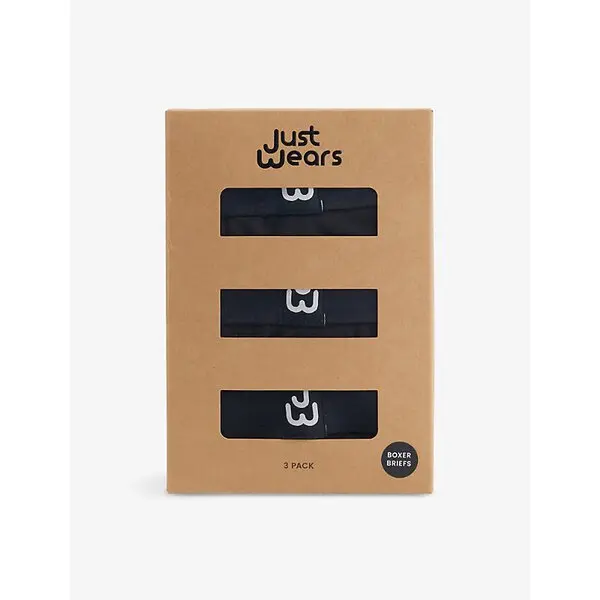 JUSTWEARS Pack Of Three Moisture-wicking Stretch-jersey Boxers - Black