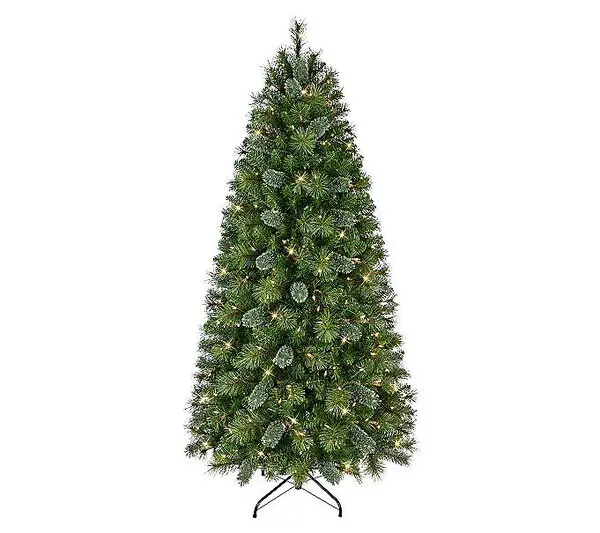 PULEO INTERNATIONAL 6.5ft Pre-lit Slim Teton Pi Ne Tree