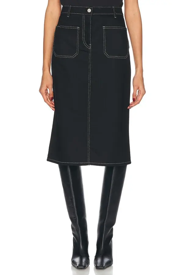 COURREGES 2 Pocket Denim Skirt - Black & White