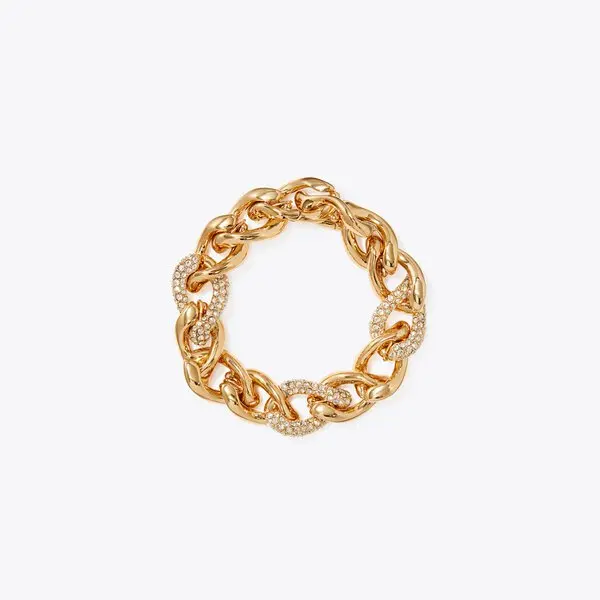 Tory Burch Wishbone Pavé Link Bracelet