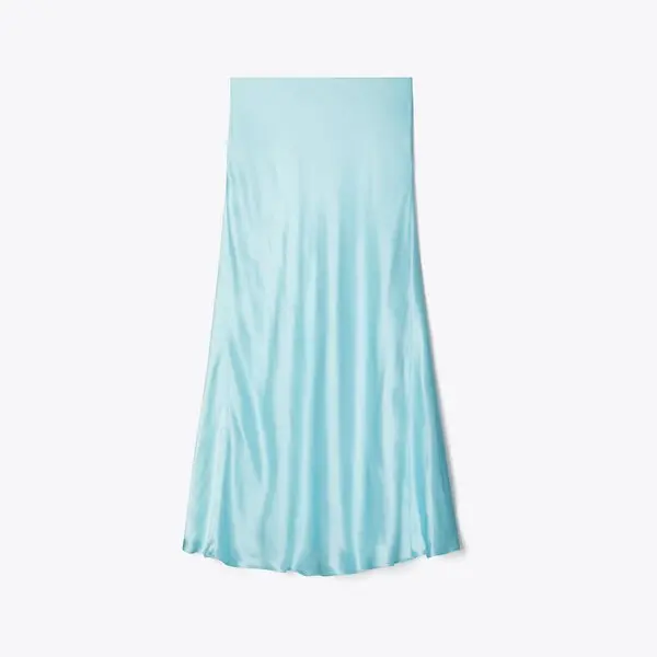 Tory Burch Satin Skirt - Blue Celeste