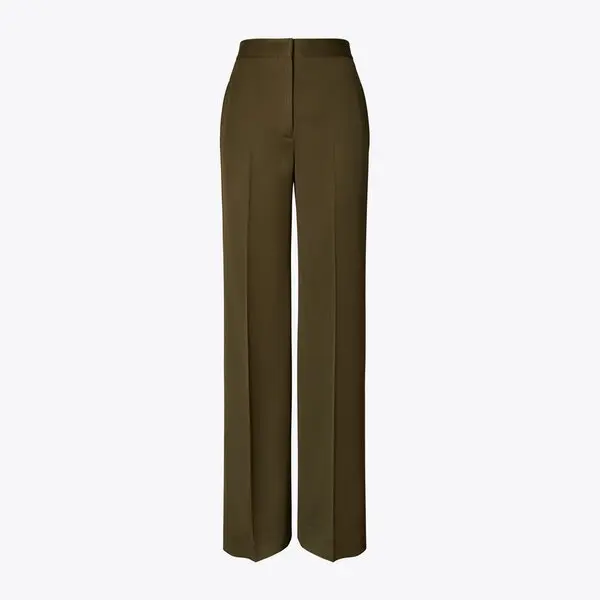 Tory Burch Wide-leg Twill Pant - Olive Green
