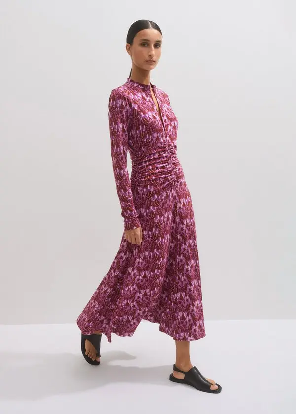 ME+EM Tulip Print Ruched Maxi Dress