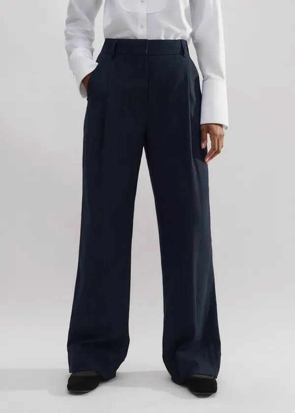 ME+EM Flannel Pinstripe Trouser - Navy Multi