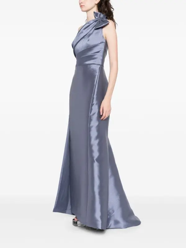 Amsale Mikado Draped Bodice Dress - Blue
