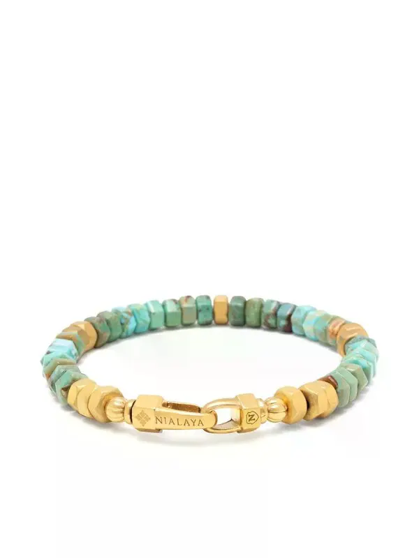 NIALAYA JEWELRY Hexagon Beaded Bracelet - Blue