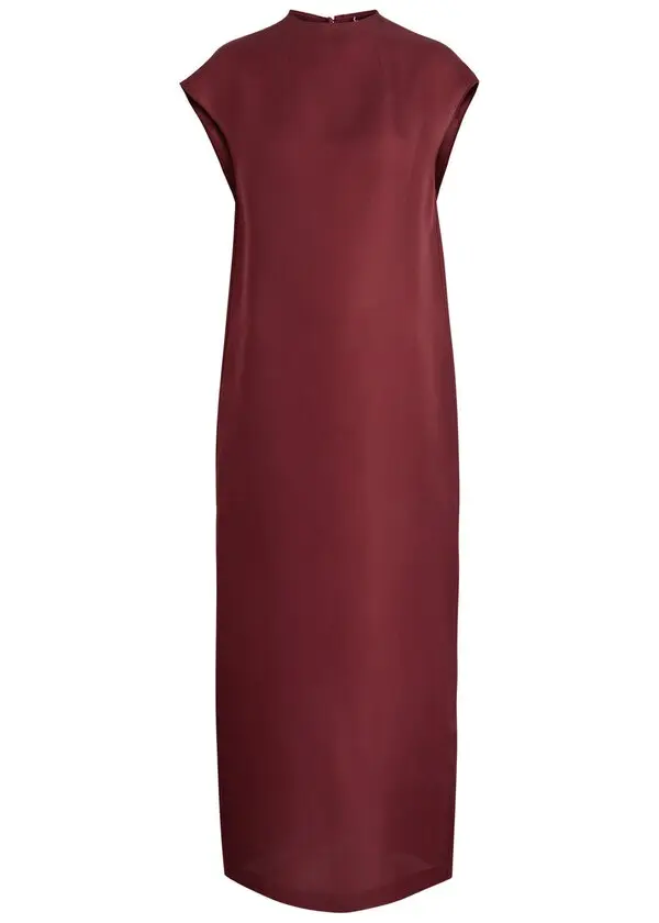 Khaite Lohan Semi-sheer Silk Maxi Dress - Dark Red