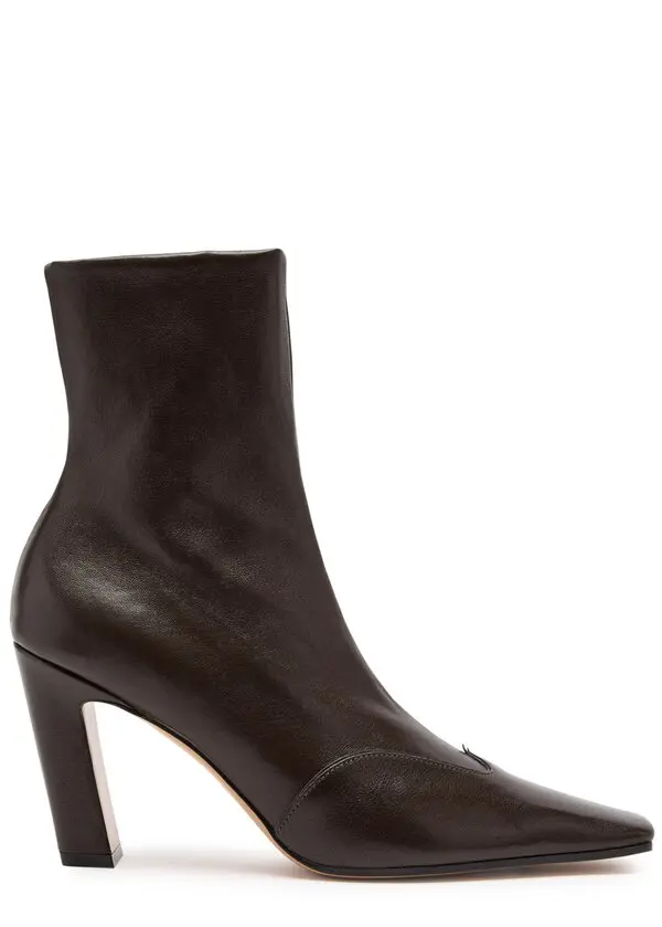 Khaite Nevada 85 Leather Ankle Boots - Brown
