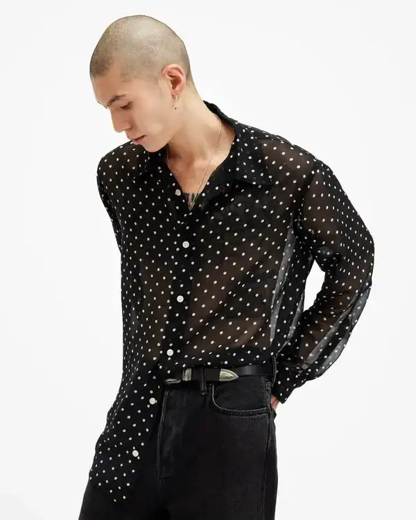 Allsaints Sangha Long Sleeve Relaxed Fit Shirt - Black | Editorialist