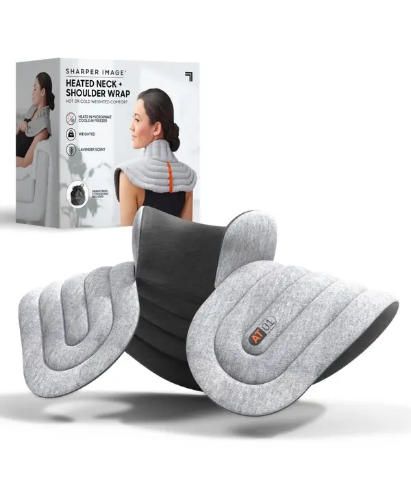 SHARPER IMAGE Heated Neck And Shoulder Aromatherapy Wrap - Grey