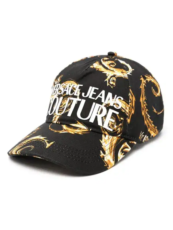 Versace Chrome Couture-Print Baseball Cap In Black - 30% Off
