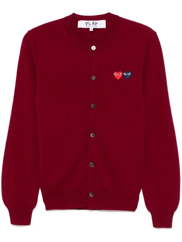Play Comme Des Garcon Heart-patch Cardigan - Red