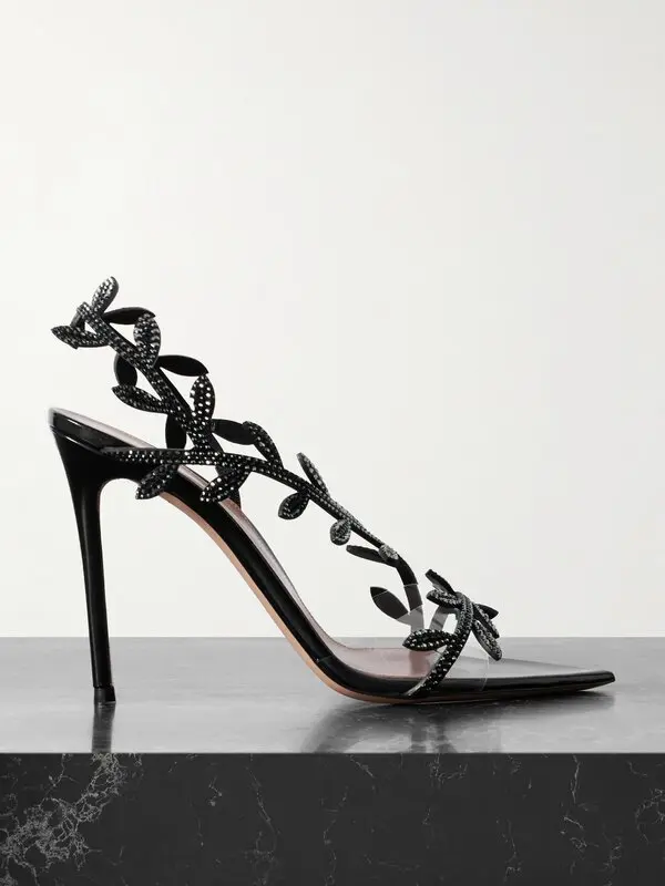 GIANVITO ROSSI Flavia Crystal-embellished Sandals - Black