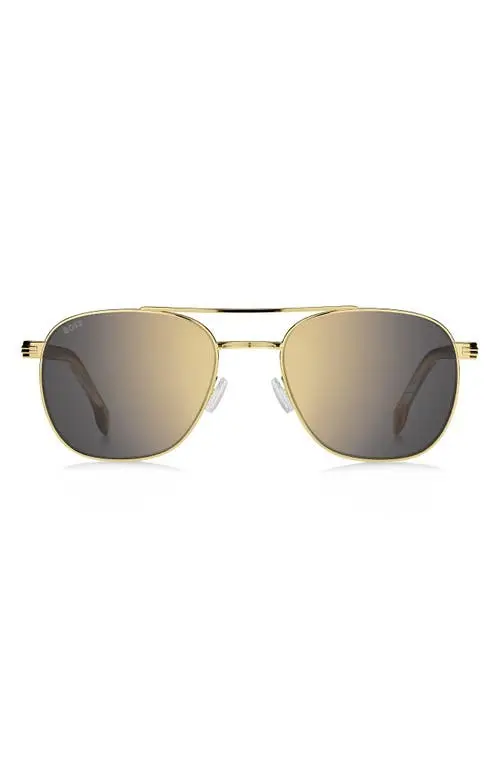 Hugo Boss 56mm Rectangle Sunglasses - Gold Brown/ Grey Bronze