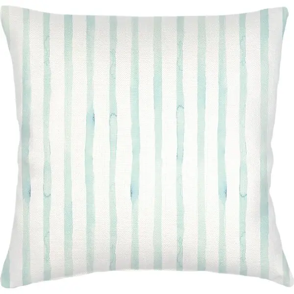 Anaya Riviera Striped Linen Pillow With Down Alternative Insert - Aqua