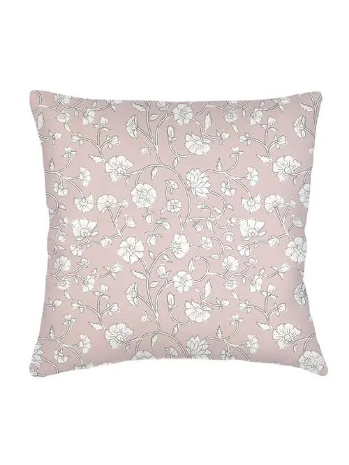 Anaya Jaipur Floral Linen Pillow With Down Alternative Insert - Brown