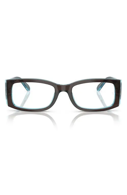 Ray-ban 52mm Square Eyeglasses - Blue Brown