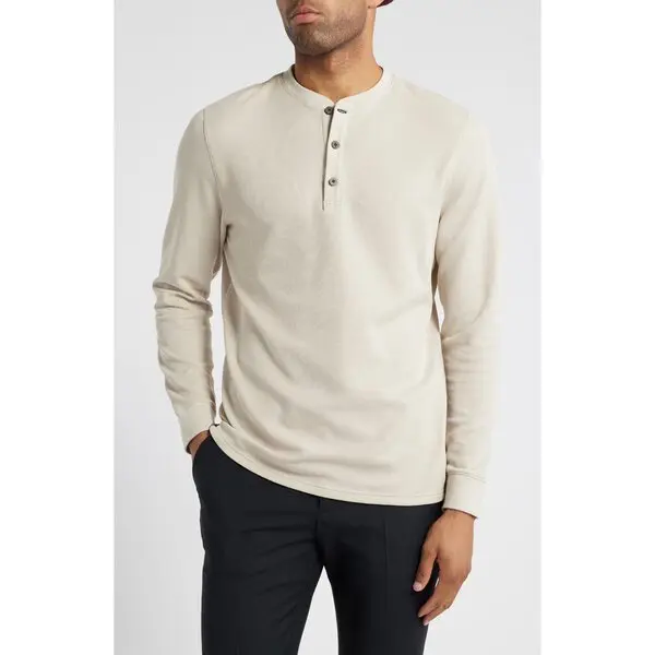 Mizzen+main Henderson Long Sleeve Henley - Oyster Solid