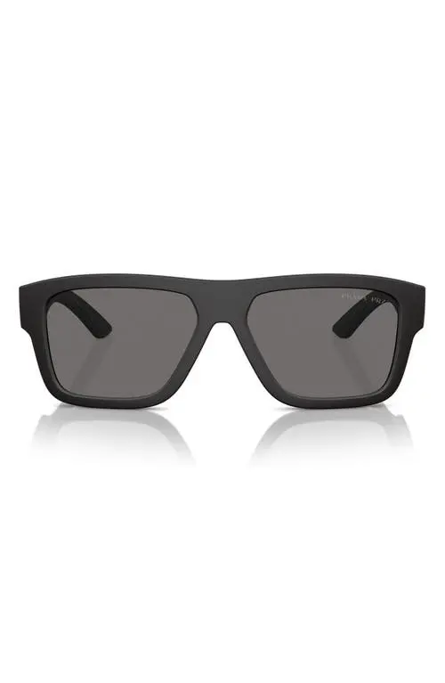 Prada 56mm Square Sunglasses - Rubber Black
