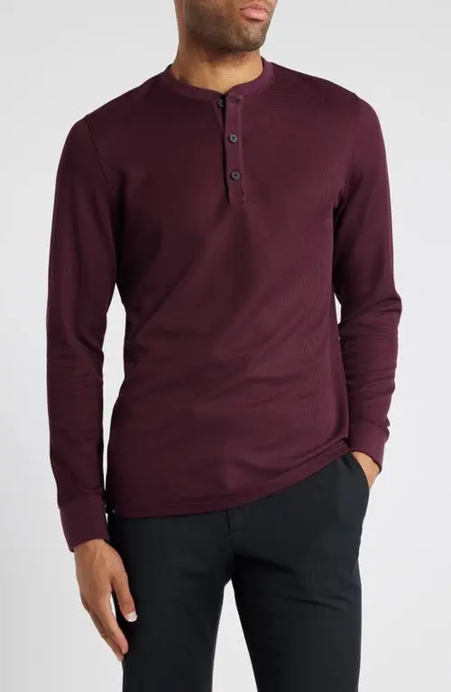 Mizzen+main Henderson Long Sleeve Performance Henley - Wine Solid
