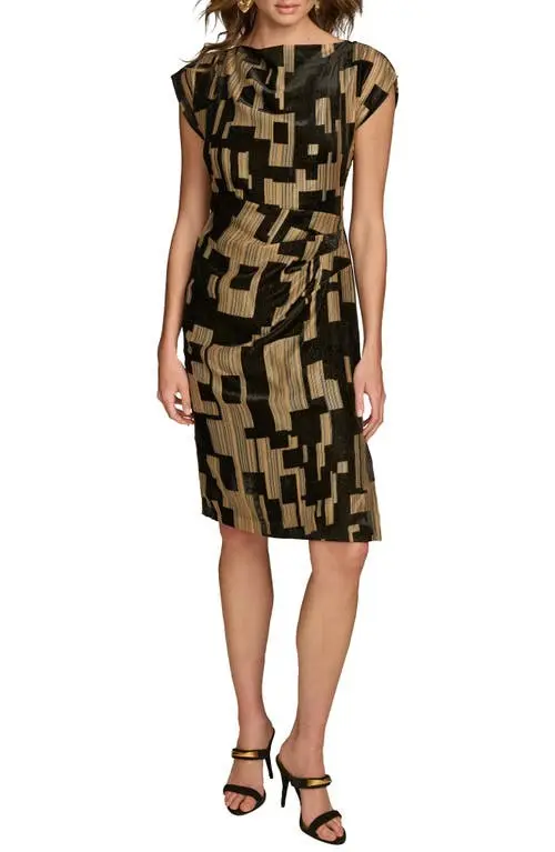 Donna Karan New York Metallic Geo Print Knee Length Dress