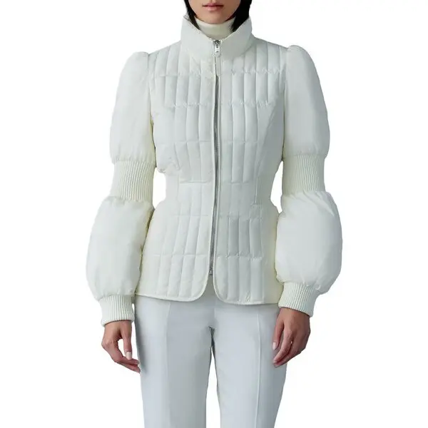 Mackage Felicia Smocked Panel Down Jacket - Cream