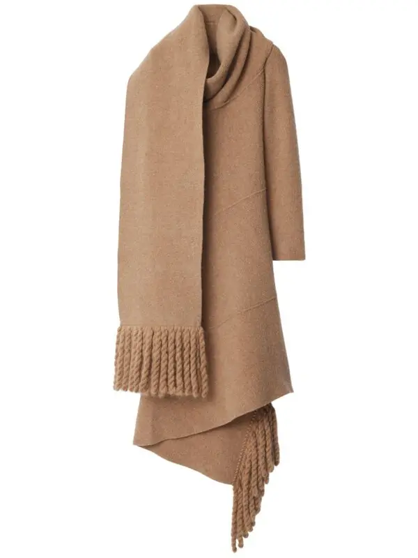Burberry Wool Blend Scarf Dress - Brown