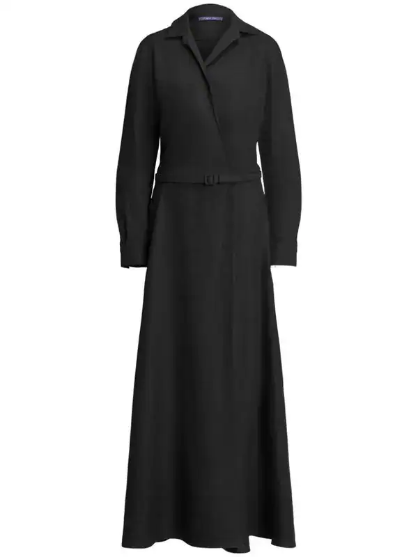 Ralph Lauren Aniyah Belted Linen Dress - Black | Editorialist