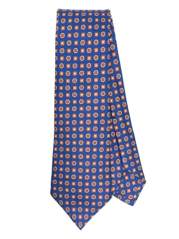 Kiton Geometric-print Silk Neck Tie
