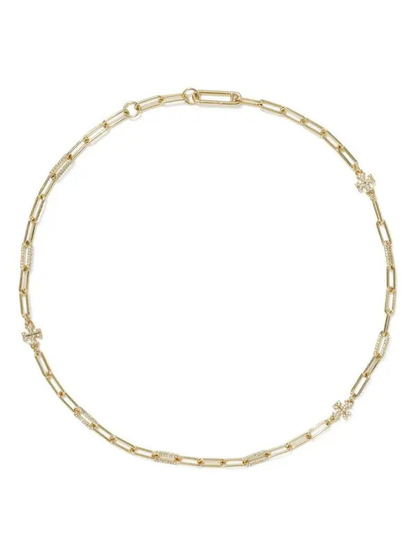 Tory Burch Good Luck Chain Pave Necklace - Gold