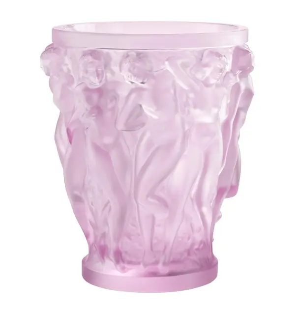 Lalique Rose Nebula Bacchantes Vase - Pink