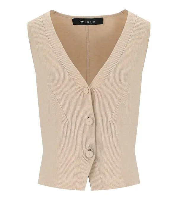 Federica Tosi Knitted Vest With Bow Detail