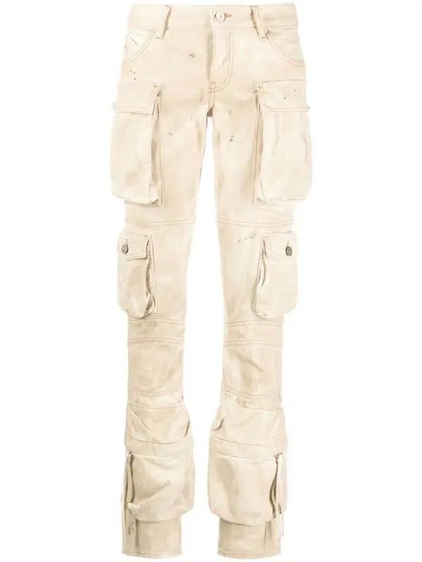 Attico Essie Marbled Cargo Trousers - Beige