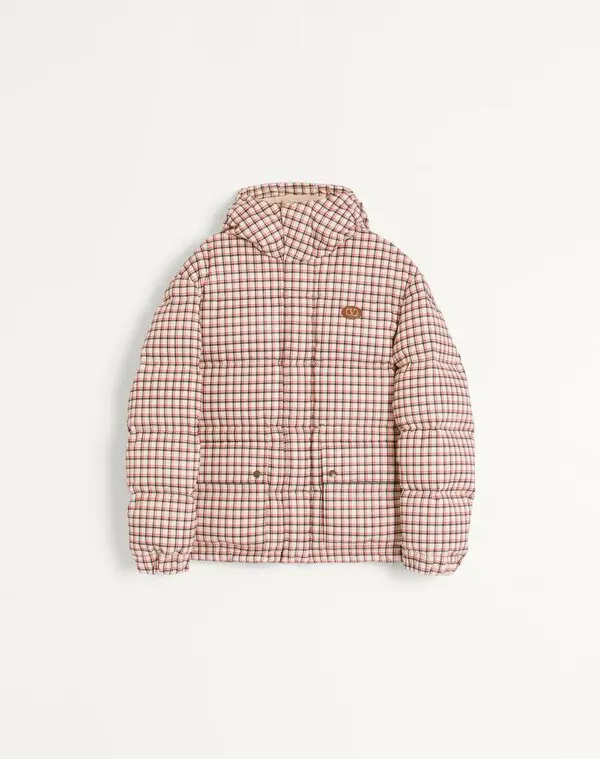 Valentino Garavani Nylon Hooded Down Jacket With Vlogo - Yellow/black/red
