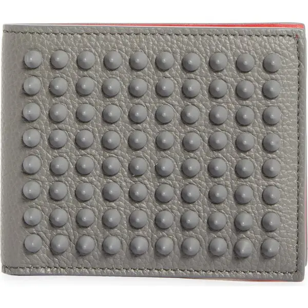 CHRISTIAN LOUBOUTIN Funky Studded Leather Bifold Wallet - Smoke Grey
