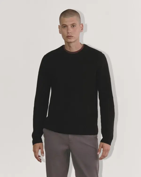 Everlane Fisherman Crew Neck Wool Cashmere Sweater - Black