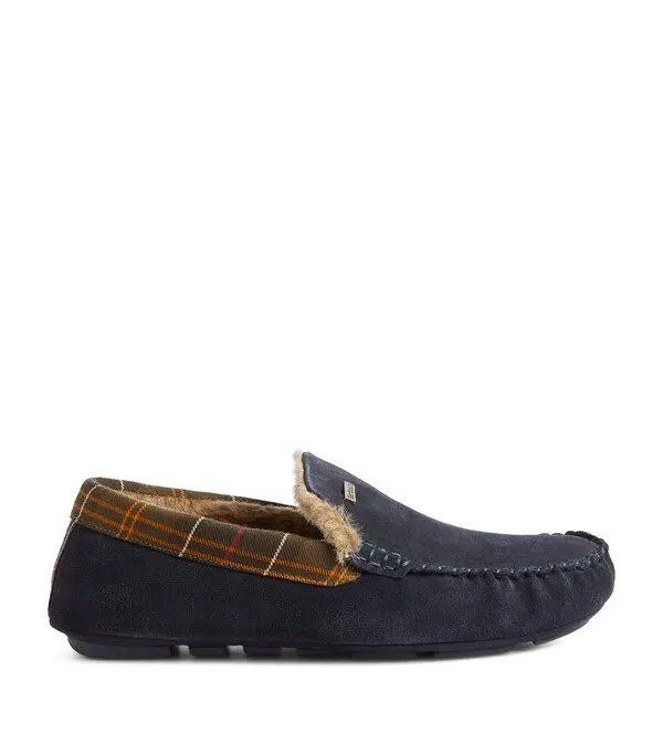 Barbour Suede Tartan-trim Monty Slippers