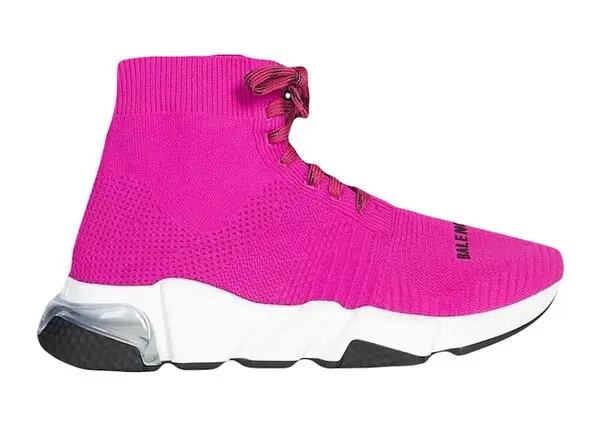 Balenciaga Speed Lace Up Sole Sneakers - Magenta/clear