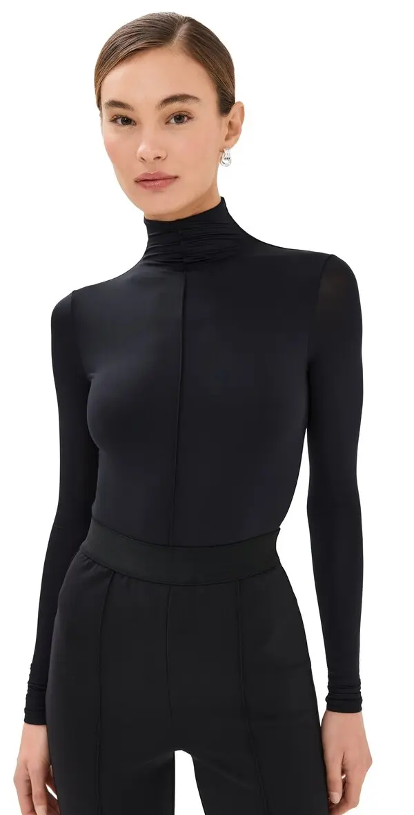 Wardrobe.NYC Long Sleeve Thong Bodysuit - Black