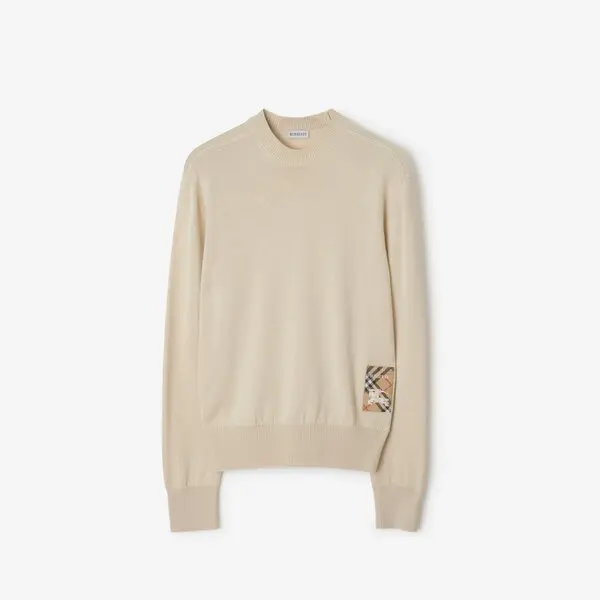 Burberry Check Label Wool Sweater - Nutmeg