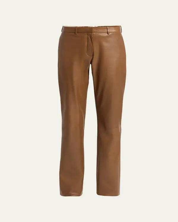 THE ROW Selviese Leather Pants - Dark Brown