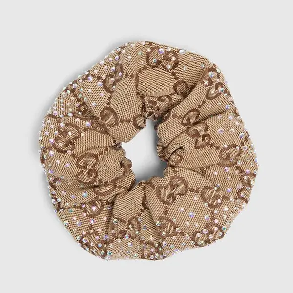 Gucci Gg Canvas Scrunchie With Crystals - Beige | Editorialist display picture 1