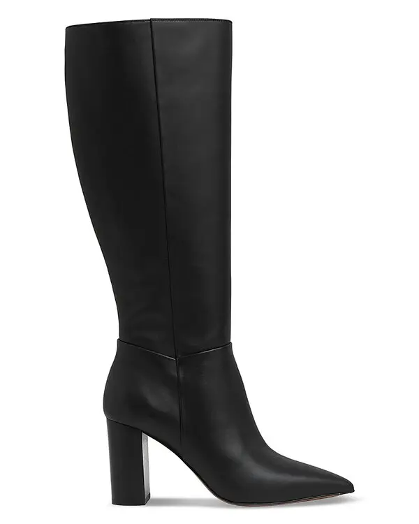 REISS Block Heel Knee High Boots - Black