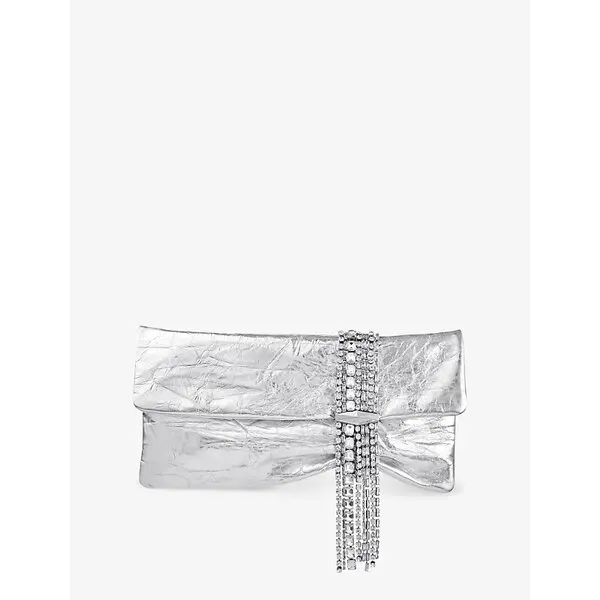 JIMMY CHOO Zandra Crystal-embellished Clutch Bag - Silver/silver
