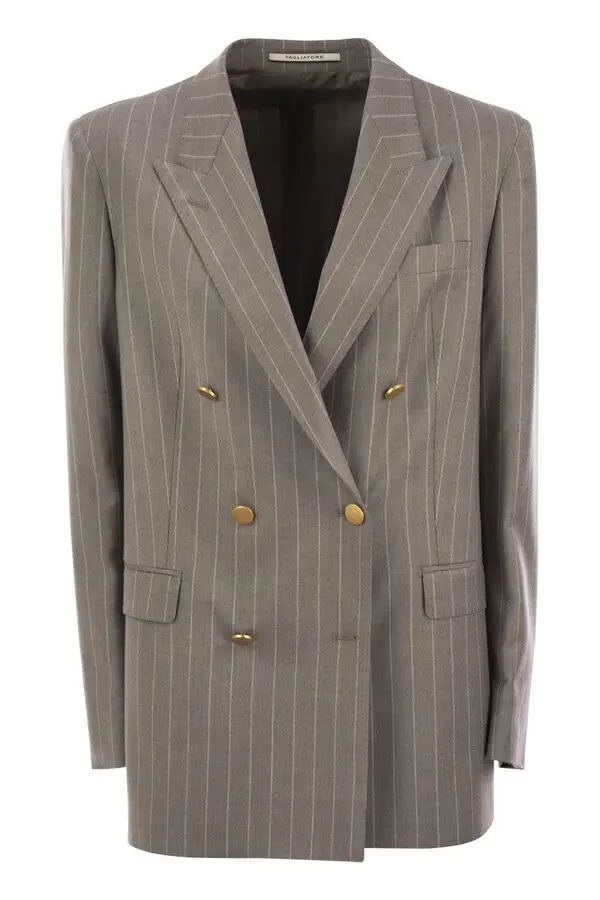 Tagliatore Stretch Wool Double-breasted Pinstripe Blazer