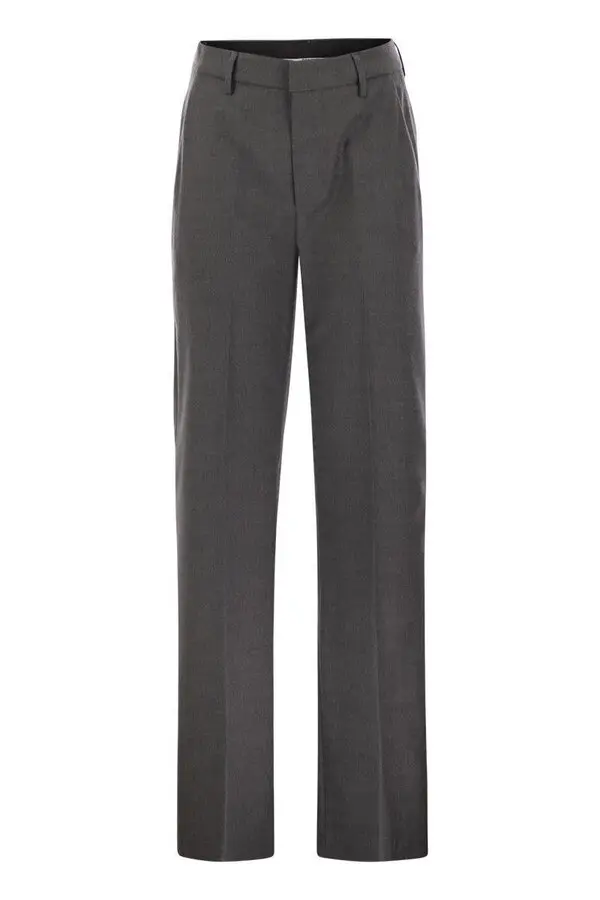 DONDUP Janice Wide Leg Wool Pants - Grey